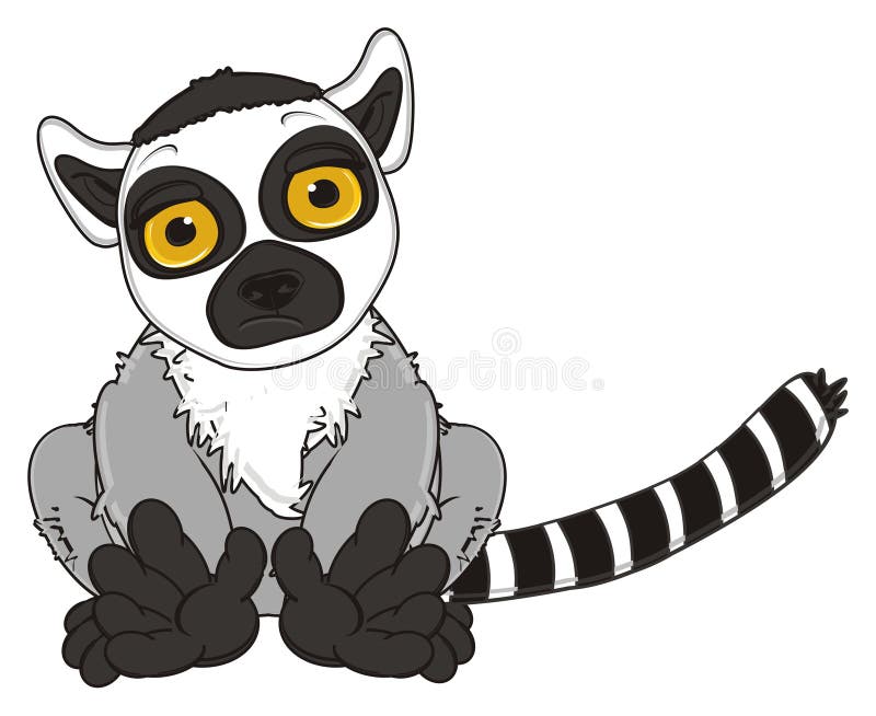 Sad gray lemur stock illustration. Illustration of nature - 80560872