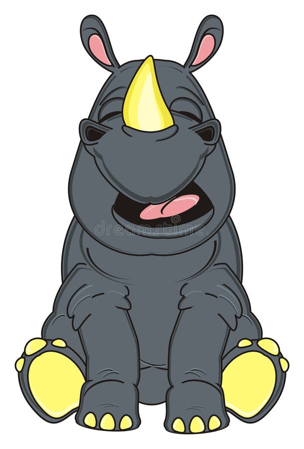 Sad gray rhino stock illustration. Illustration of horn - 80150873