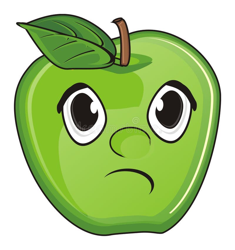 Sad green apple stock illustration. Illustration of flesh - 89789535