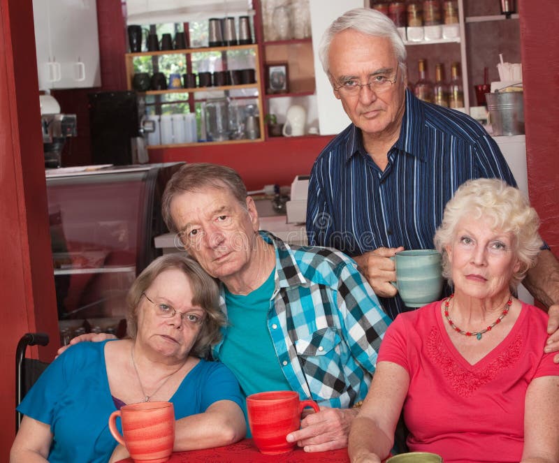 Sad Group of Senior Friends Stock Image - Image of comforting, european ...