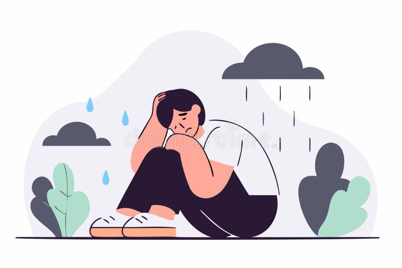 Sad Guy Hugging His Legs. Depression, Melancholy, Negative Emotions ...