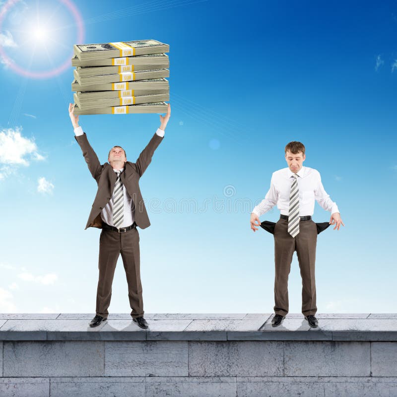 Sad and Happy Businesspeople with Money Stock Photo - Image of people ...