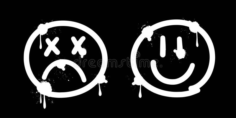 Sad and Happy Graffiti Smiley Stock Vector - Illustration of doodle ...