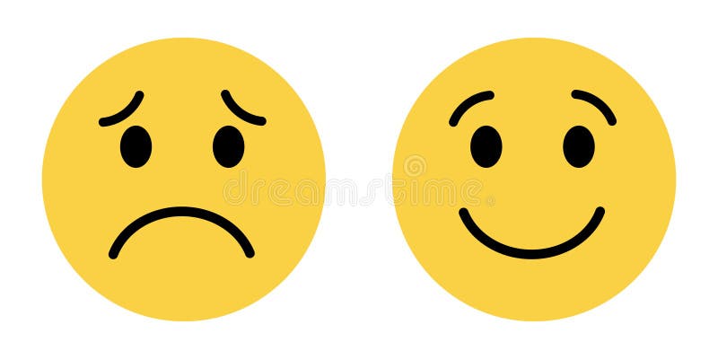 Sad and Happy Smiley Flat Vector Stock Illustration - Illustration of ...