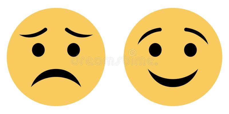 Sad and Happy Smiley Flat Vector Stock Illustration - Illustration of ...