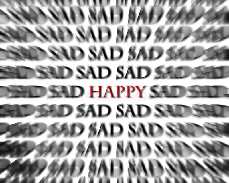 Sad and Happy Words in Black and Red Opposites Stock Illustration ...