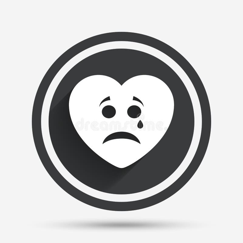 Sad Heart Face with Tear Icon. Crying Symbol. Stock Vector ...