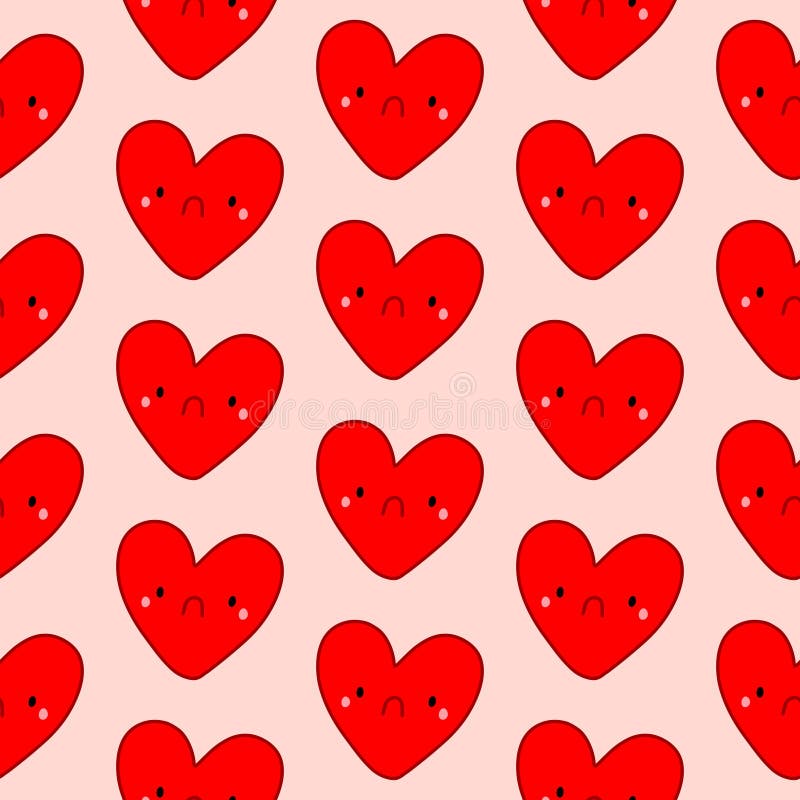 Sad Hearts in Depression Hand Drawn Seamless Pattern Stock Vector ...