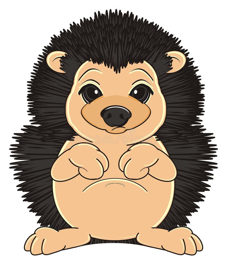 Sad Hedgehog Stand and Watch Stock Illustration - Illustration of ...