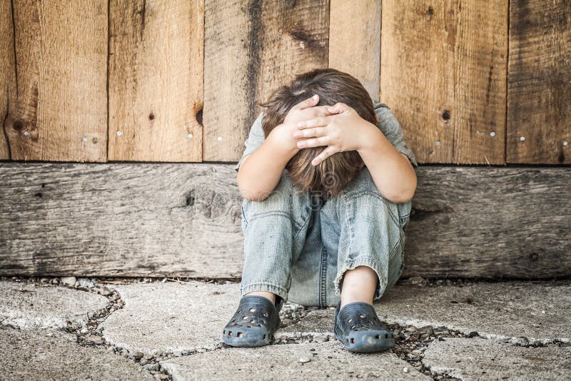 Sad Homeless Boy stock photo. Image of hungry, hurt - 145573166