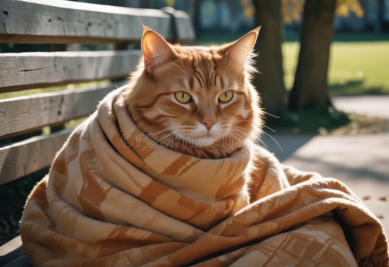 Sad Homeless Ginger Cat Sitting Outdoor Stock Illustration ...