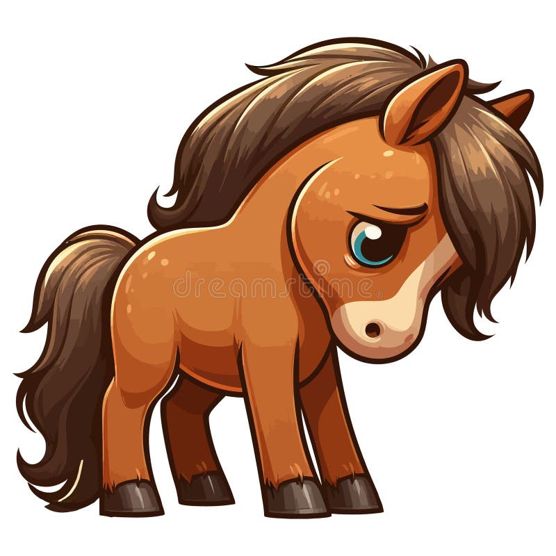 A Sad Horse, Vector Illustration Stock Illustration - Illustration of ...