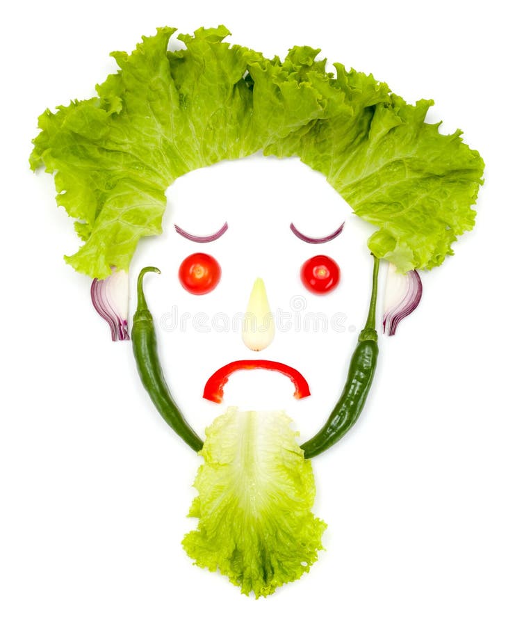 Sad Human Head Made of Vegetables Stock Photo - Image of beard, emotion ...