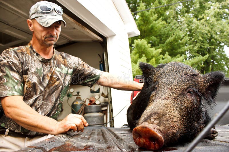 Sad Hunter Boar stock image. Image of sunglasses, hunted - 21305913