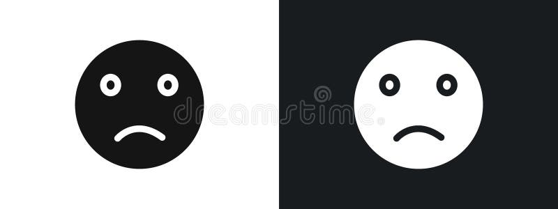 Sad Icon Linear Graphics Set Vector in Black Stock Illustration ...
