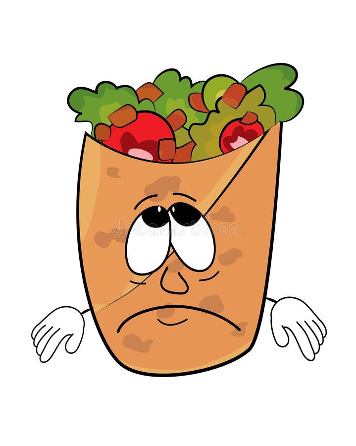 Sad Kebab cartoon stock illustration. Illustration of character - 43763643