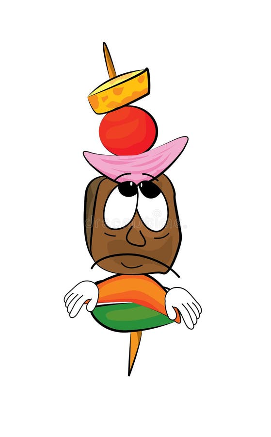 Sad Kebab cartoon stock illustration. Illustration of depress - 49313812