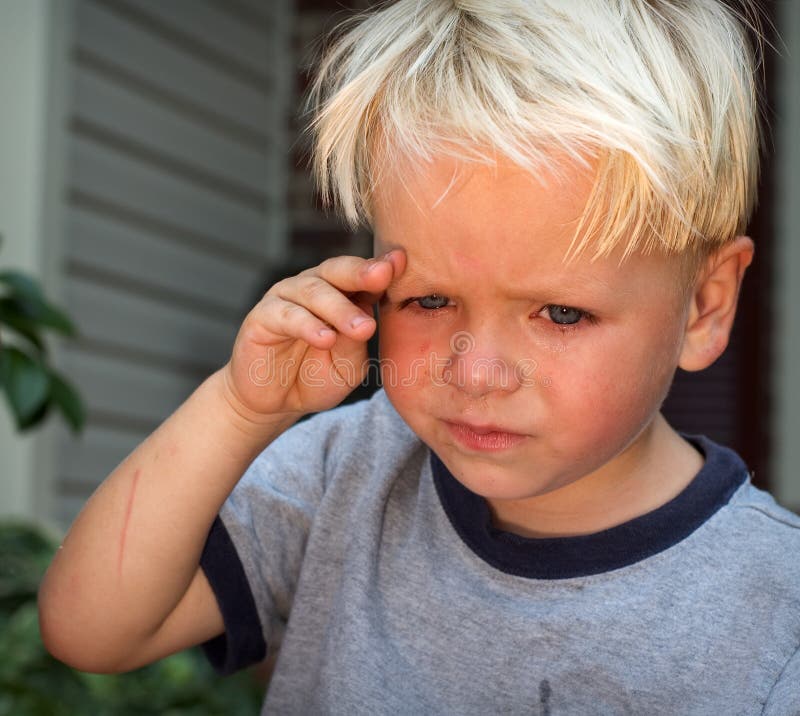 Sad kid stock image. Image of harmed, emotion, blonde - 1307731