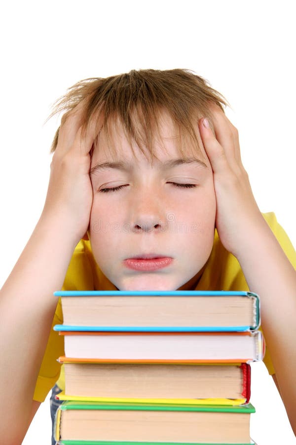 Sad Kid with a Books stock image. Image of cute, apathy - 42676549