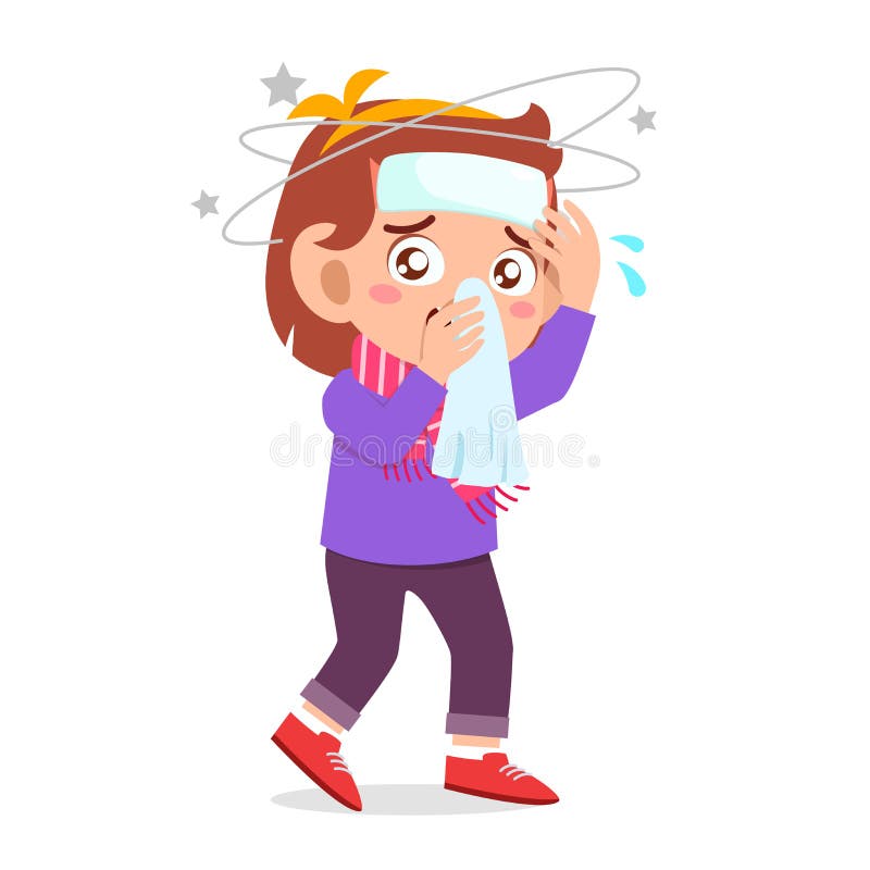 Sad Kid Boy Get Flue and Cold Stock Vector - Illustration of protect ...
