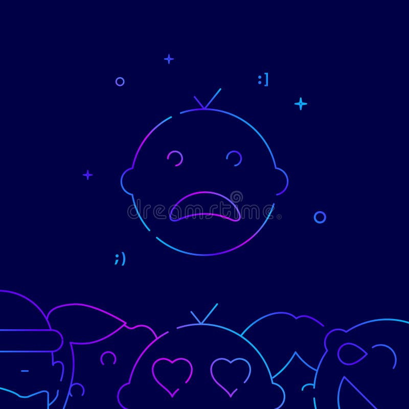 Sad Kid Cry Gradient Line Icon, Vector Illustration Stock Vector ...