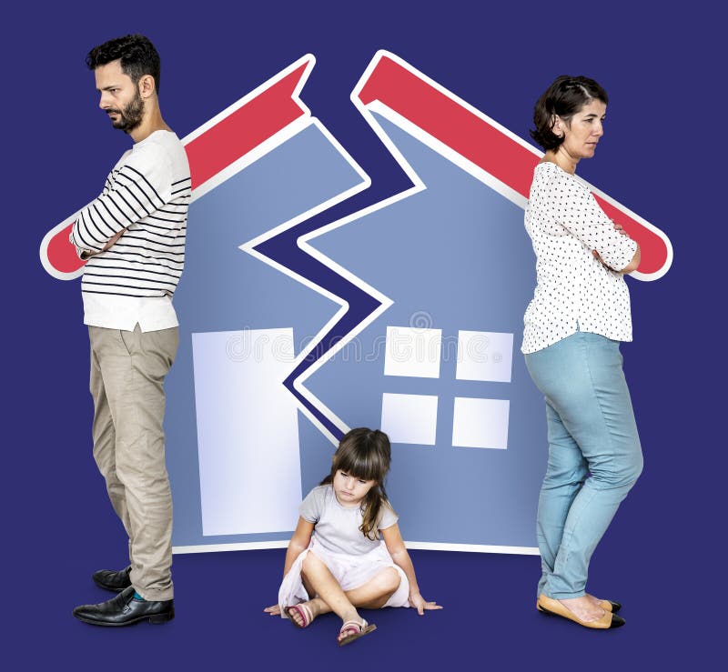 Sad Kid with Divorced Parents Stock Image - Image of family, parents ...