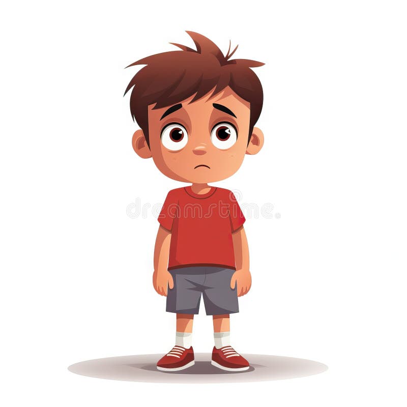 Sad Kid in Flat Minimalistic Animation AI Generated Stock Illustration ...
