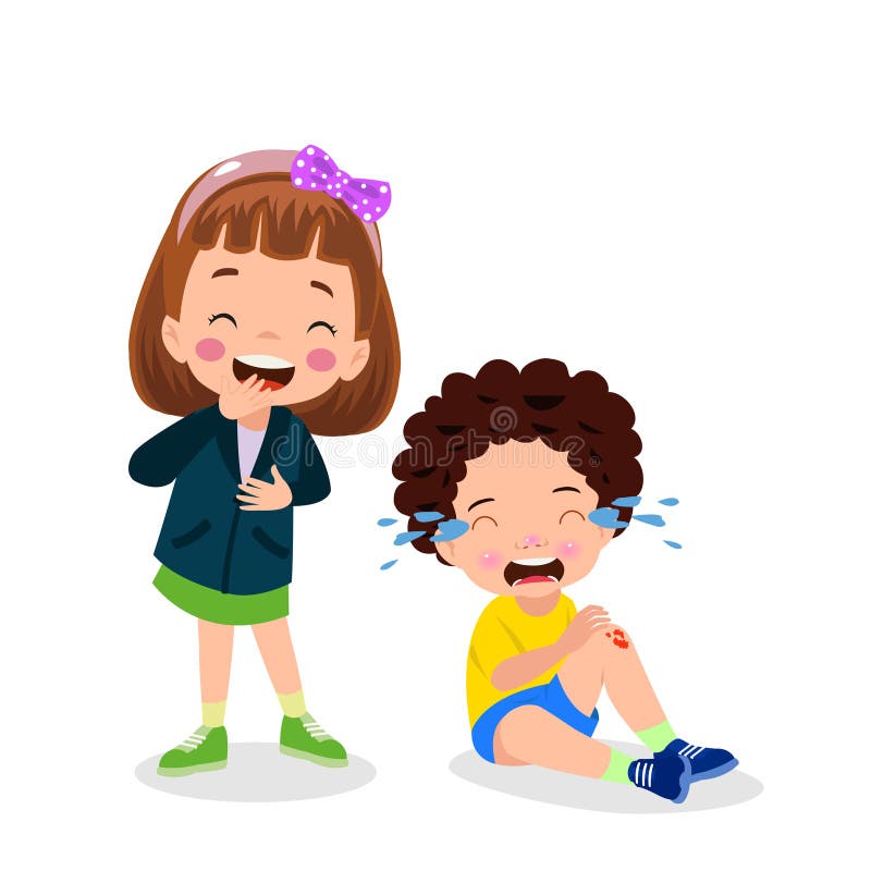 Sad Knee Bleeding Boy Falling Down Stock Illustration - Illustration of ...