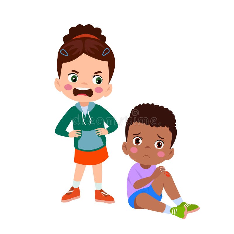 Sad Knee Bleeding Boy Falling Down Stock Illustration - Illustration of ...