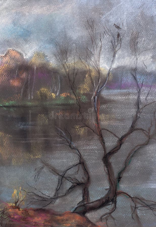 Sad landscape stock illustration. Illustration of wood - 30901961