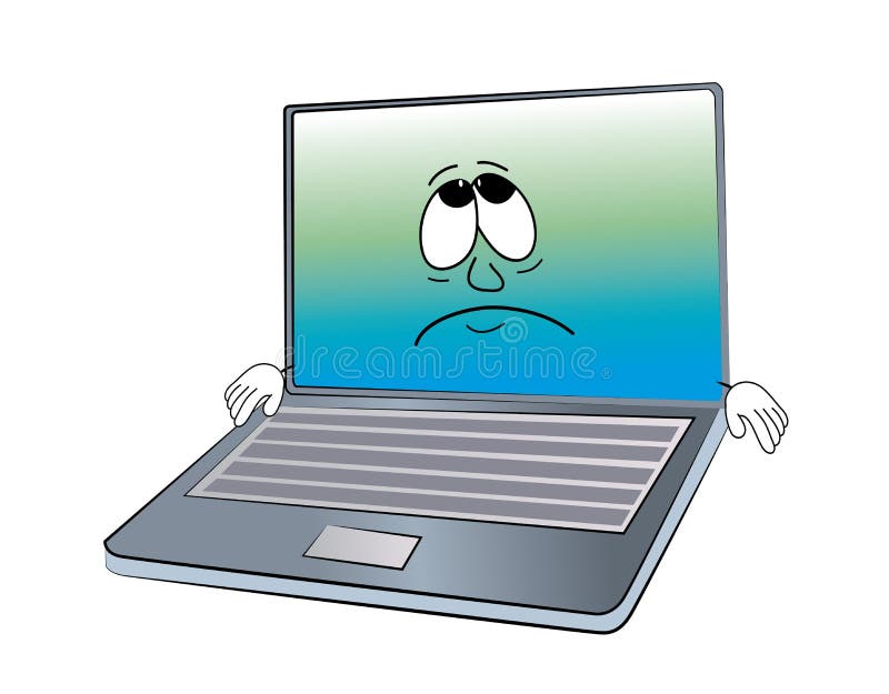Sad laptop cartoon stock illustration. Illustration of sadness - 48732792