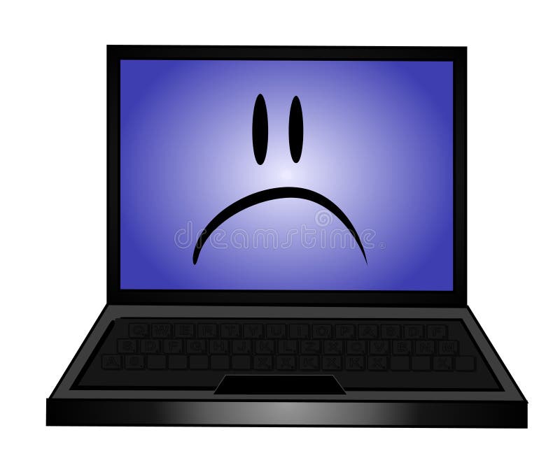 Sad Laptop Computer Clip Art Stock Illustration - Illustration of ...