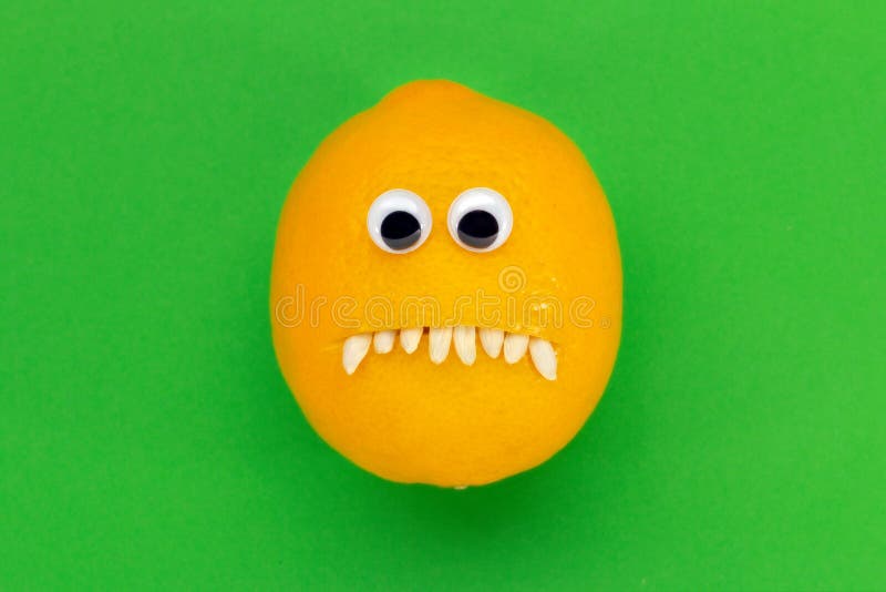 Sad Lemon Face with Eyes and Teeth Stock Image - Image of smiling ...