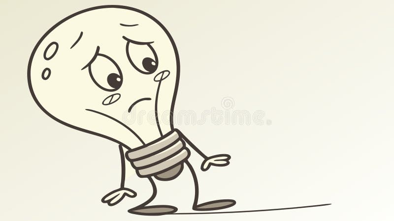 Sad Light Bulb Character with Creative Block, Vector Design Generative ...
