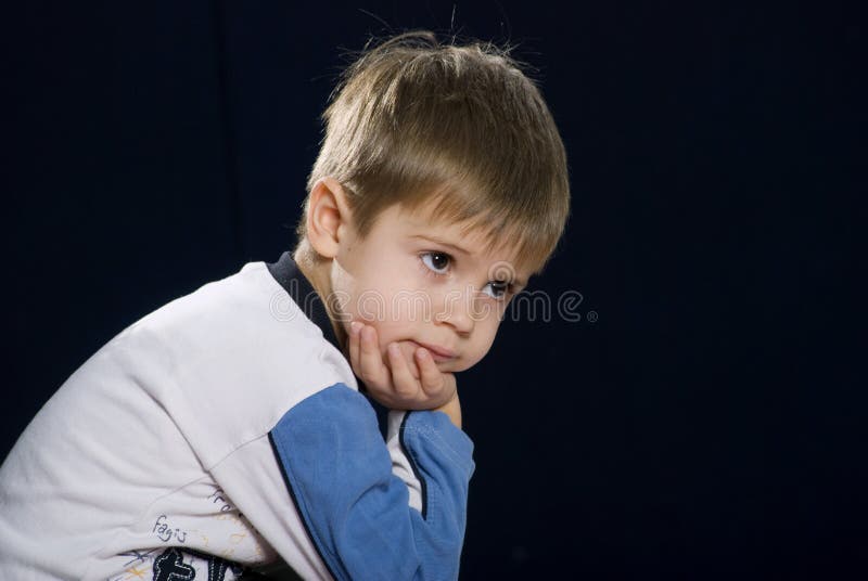 A sad little boy stock image. Image of think, wait, mood - 3872693