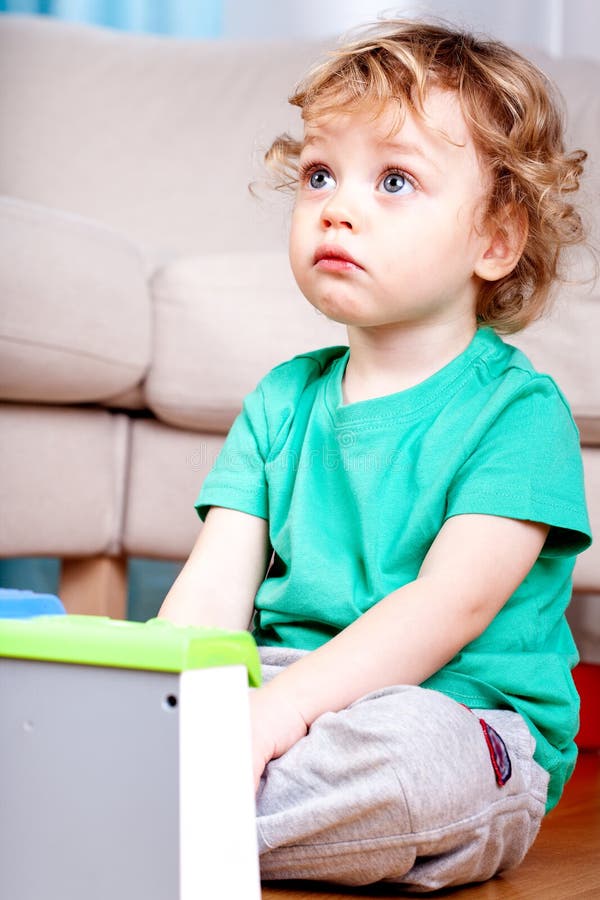 Sad little boy sitting stock image. Image of look, punishment - 41379133