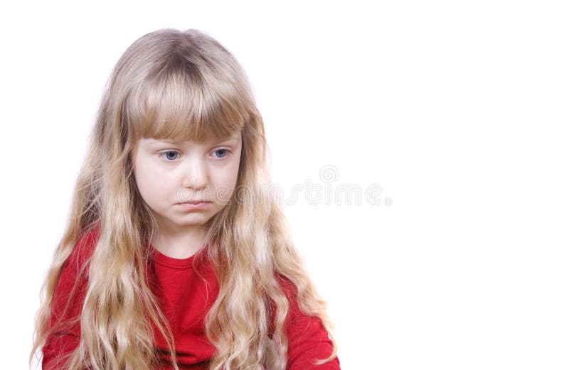 Concerned Little Girl stock photo. Image of worried, upset - 18128376
