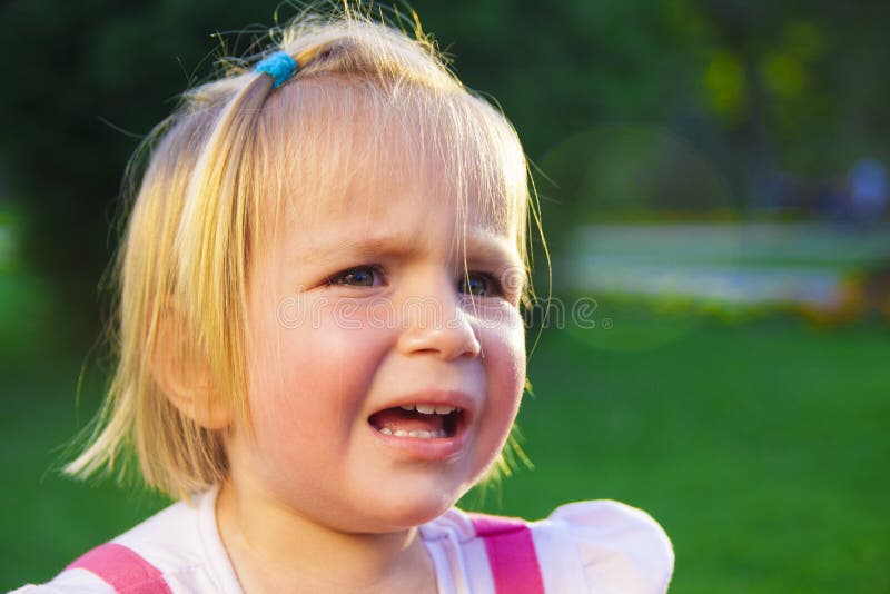 Sad little girl crying stock image. Image of outside - 42337979