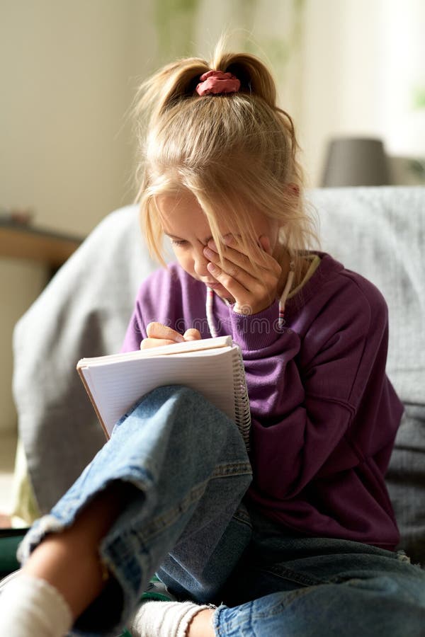 Sad Little Girl Writing in Her Diary Stock Photo - Image of idea ... Sad Little Girl Writing in Her Diary Stock Photo - Image of idea ...