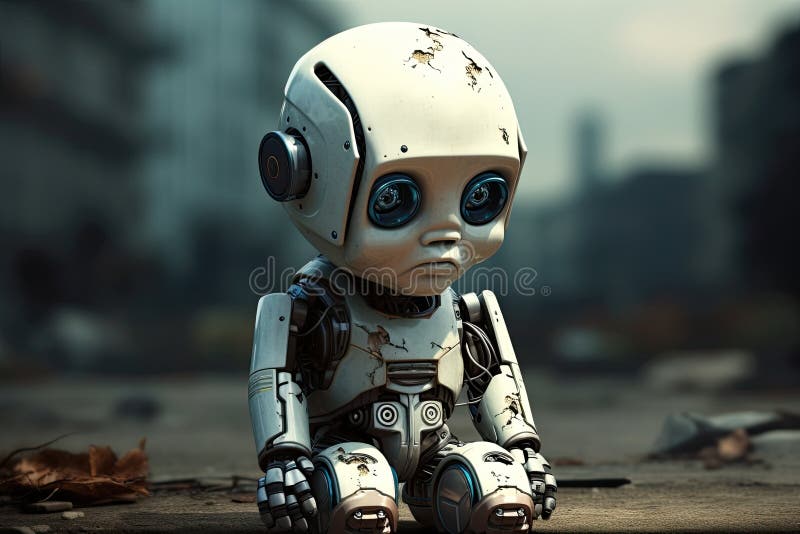 Sad Little Robot Digital Technology Concept AI Generated Stock ...