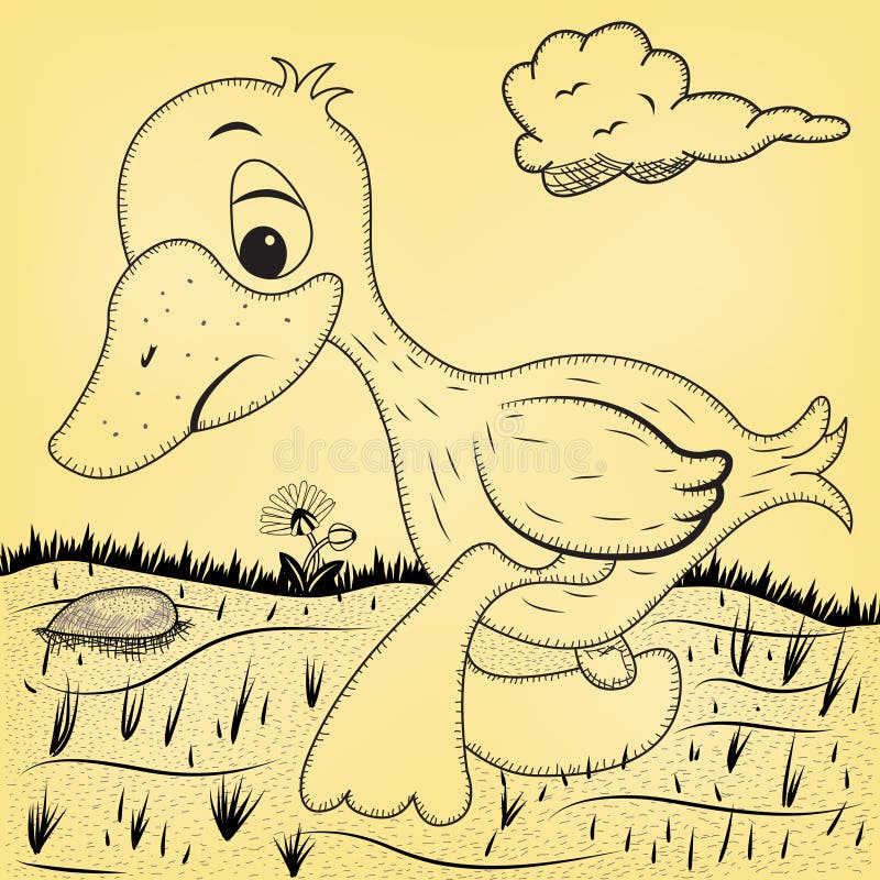Sad and lonely little duck stock vector. Illustration of character ...