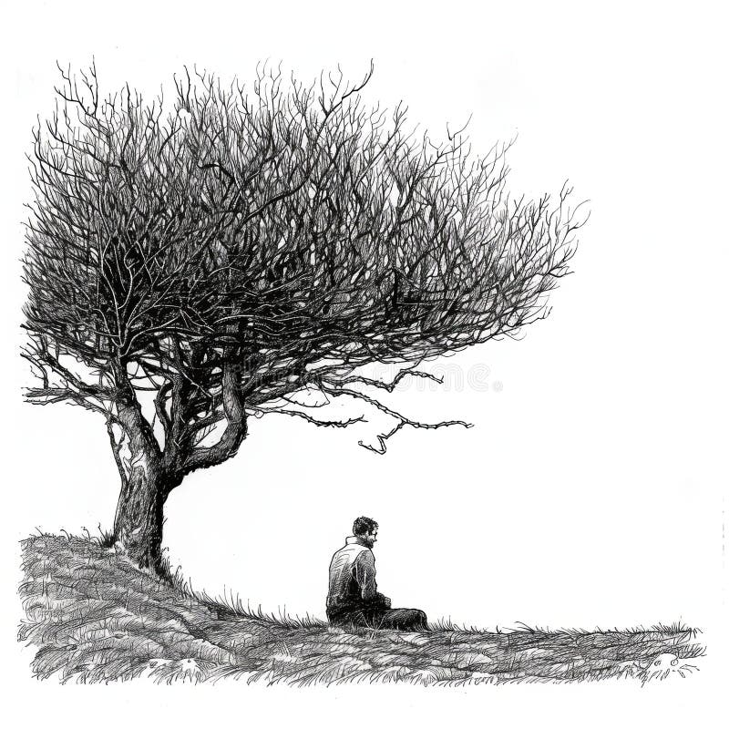 Lonely Man Under Tree Stock Illustrations – 145 Lonely Man Under Tree ...