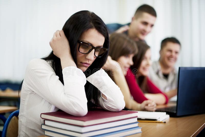 Sad, lonely nerd student stock image. Image of casual - 29221857