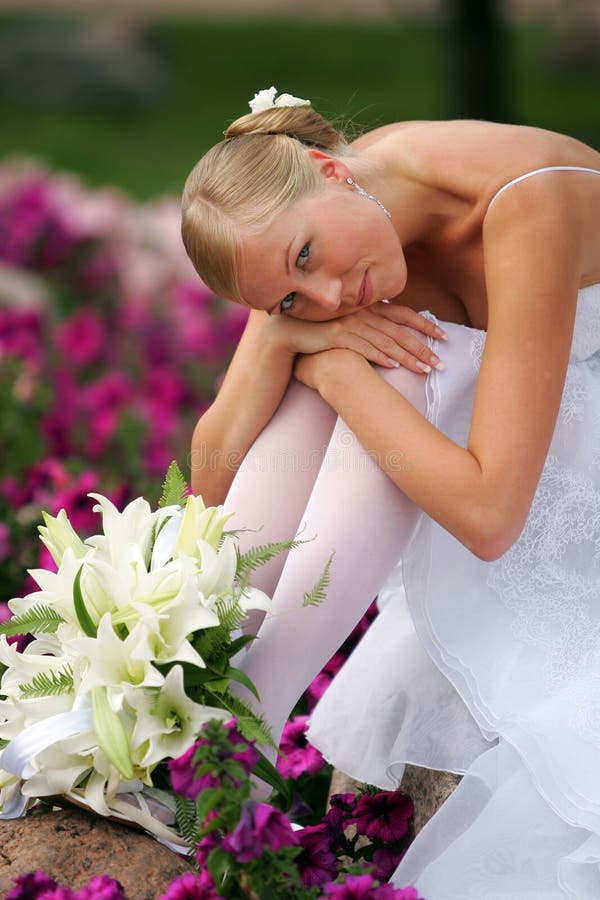 Sad looking bride stock image. Image of single, gorgeous - 4160079