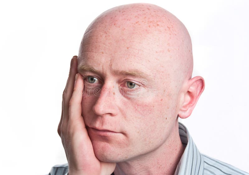 Male with Hand To Face with Worry Stock Photo - Image of expression ...