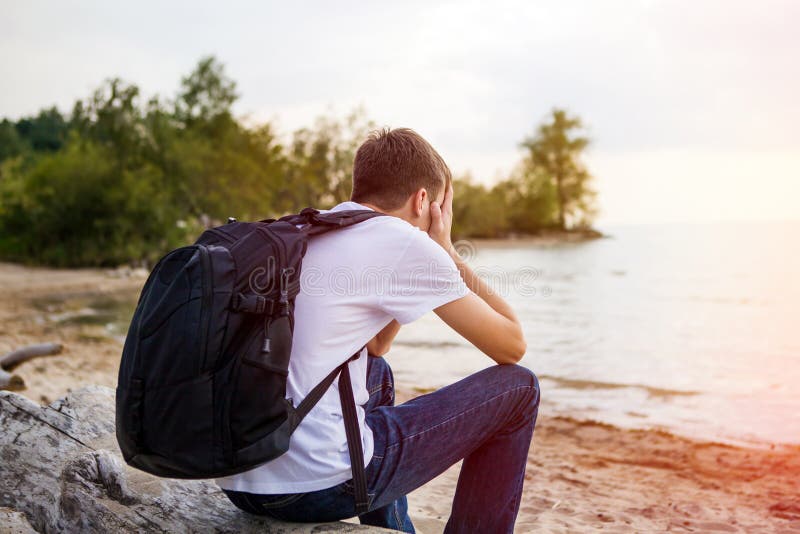 Sad Young Man stock image. Image of single, caucasian - 128247529