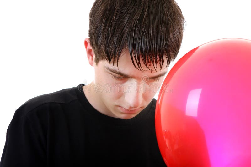 Sad Man with a Balloon stock photo. Image of depression - 252512128