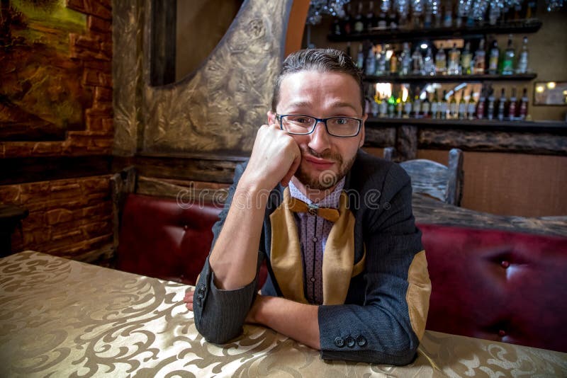 A Cheerful Bartender at the Bar Stock Photo - Image of glass ...