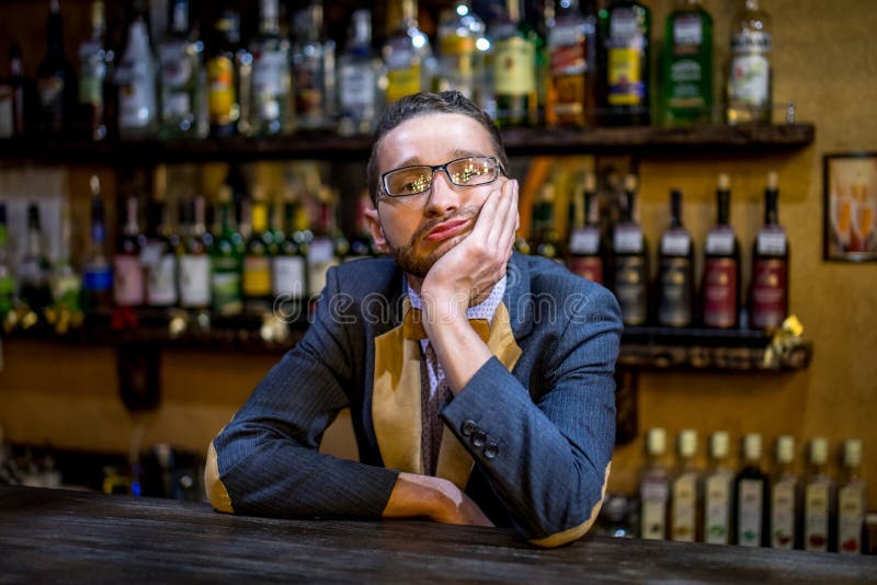 Sad man in a bar stock photo. Image of male, meal, circle - 93767452