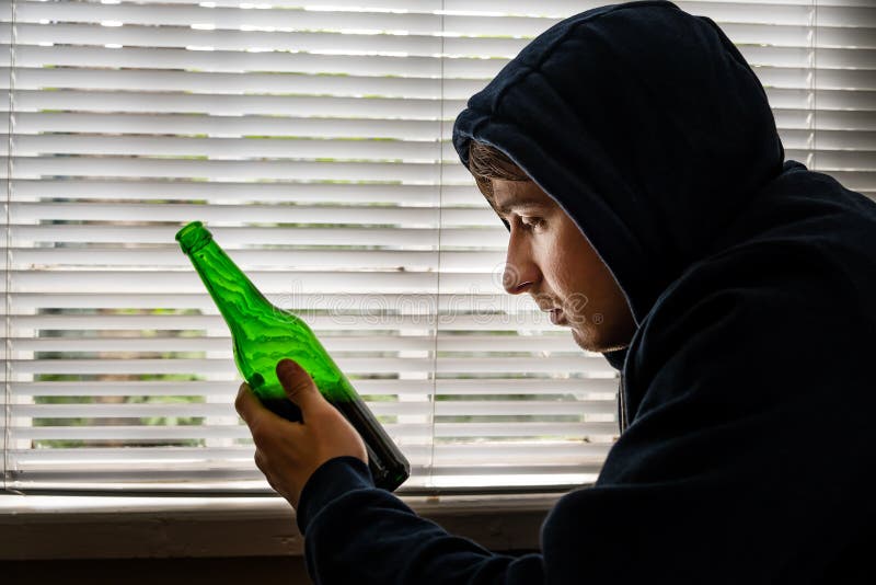 Sad Man with a Beer stock photo. Image of problem, despondent - 254496202
